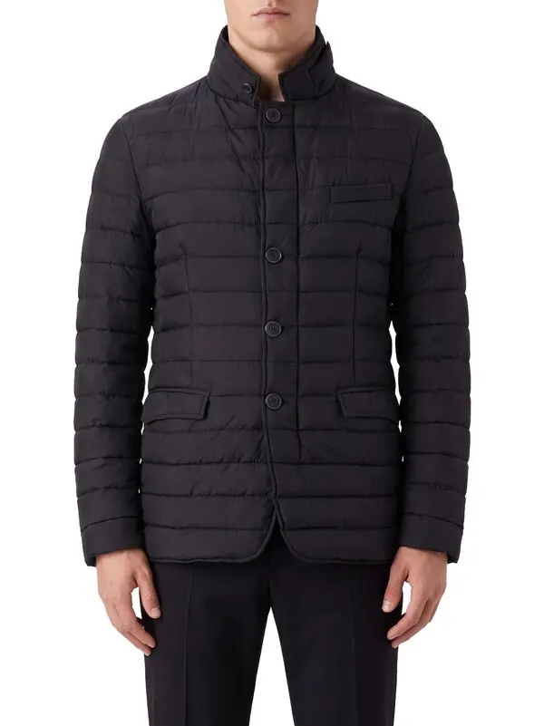 Herno Quilted Jacket With Stand Collar - Blue