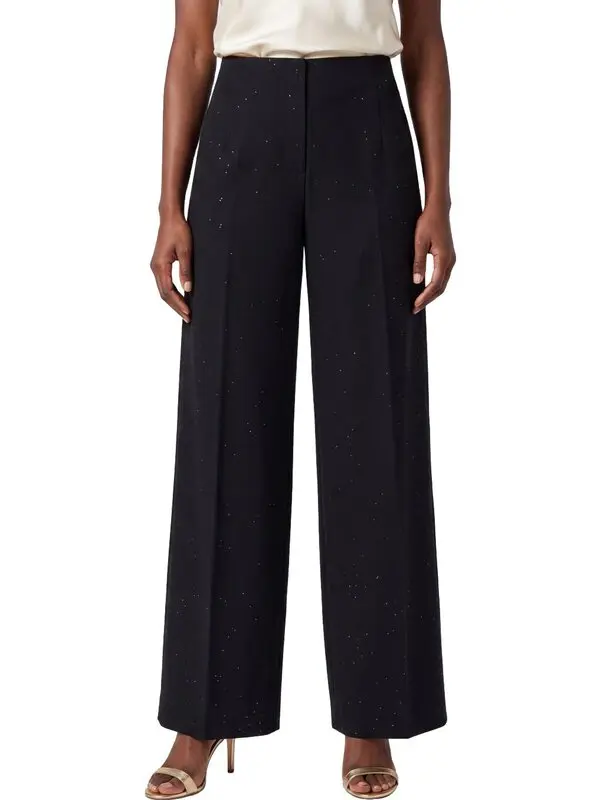 Herno High-waisted Sequined Wide-leg Palazzo Trousers In Crêpe - Black
