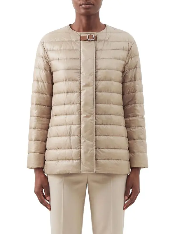 Herno Quilted Nylon Crew Neck Puffer Jacket - Beige