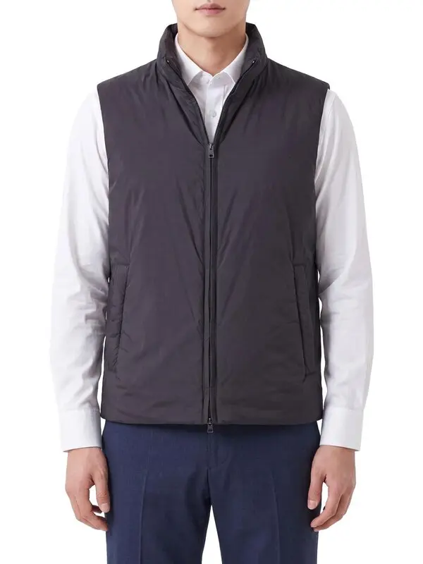 Herno High Neck Water-repellent Padded Gilet In Recycled Nylon - Blue