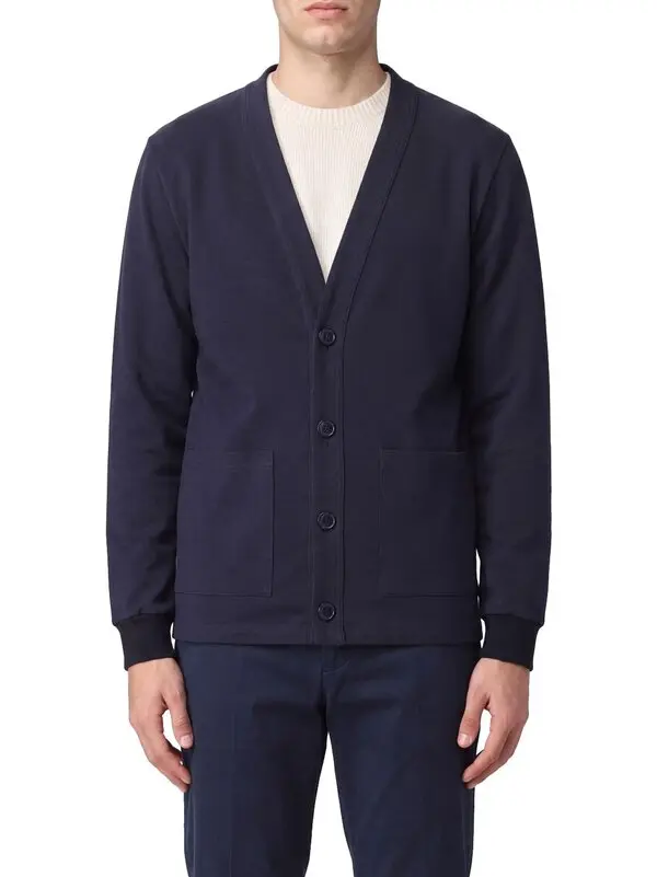 Herno V-neck Polyester Cardigan With Patch Pockets - Black