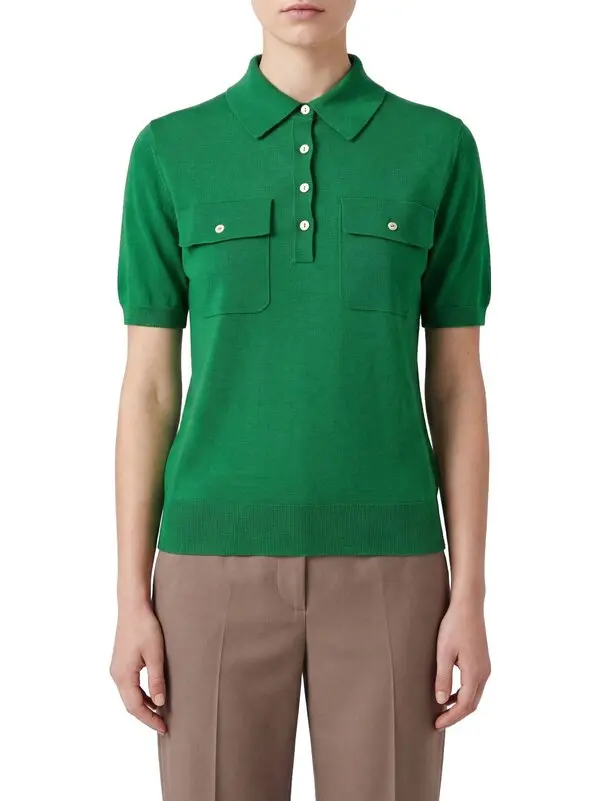 PAROSH P.a.r.o.s.h. Slim Fit Knit Polo In Wool, Silk, And Cashmere - Green