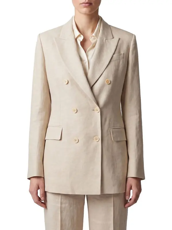 PAROSH Tailored Double-breasted Jacket - Beige