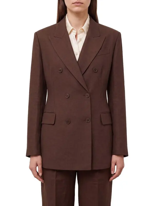 PAROSH Tailored Double-breasted Jacket - Brown