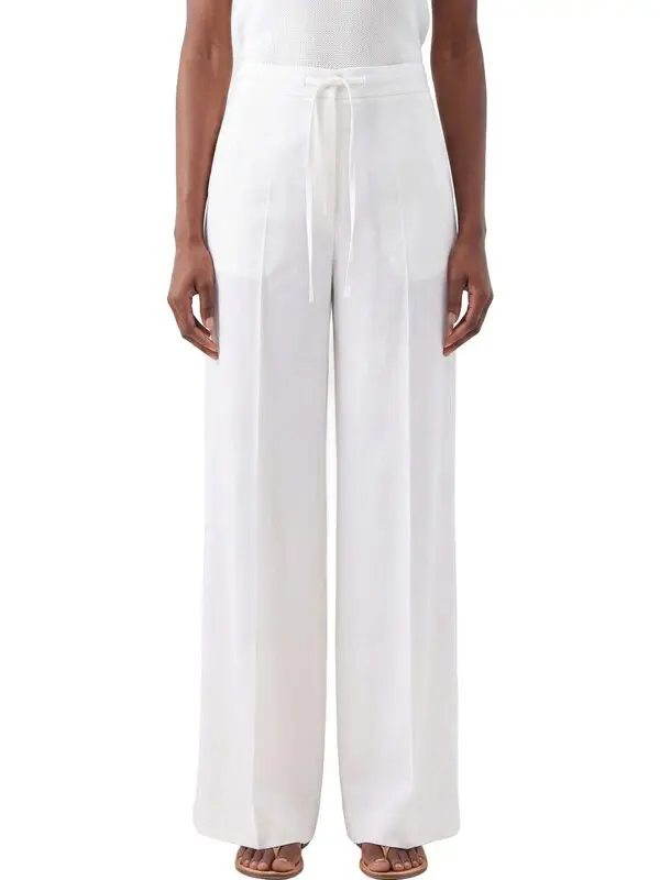 PAROSH P.a.r.o.s.h. High-waisted Cotton Wide-leg Palazzo Trousers - White