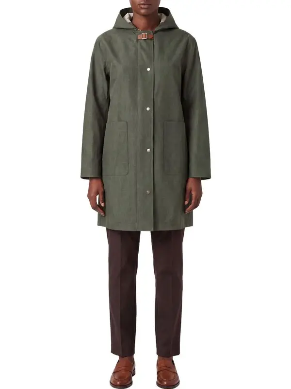 Herno Single-breasted Hooded Coat - Green