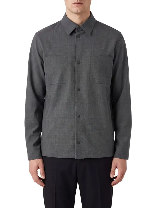 Herno Wool Blend Shirt Jacket With Patch Pockets - Grey