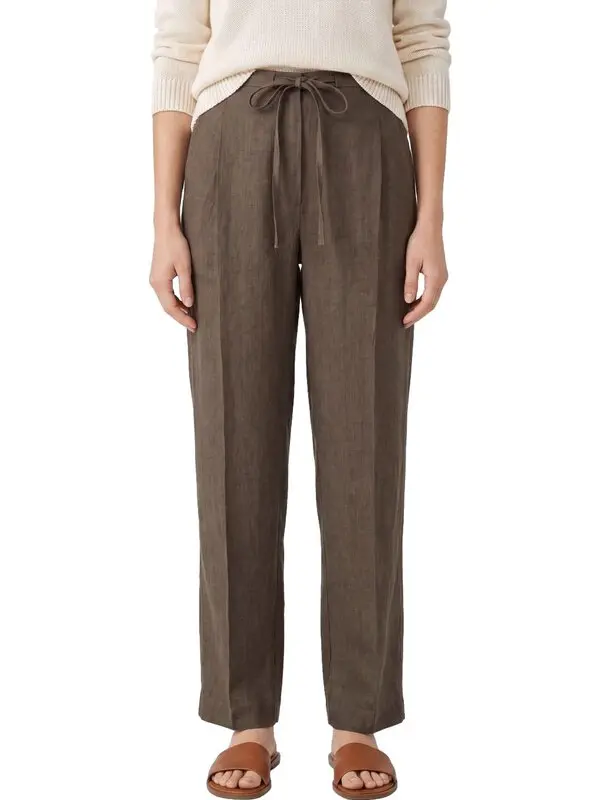 RÓHE Tailored Trousers With Drawstring Waist - Brown