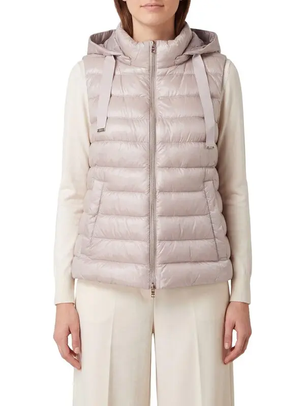 Herno Padded Water-repellent Quilted Nylon Vest With Hood - Nude