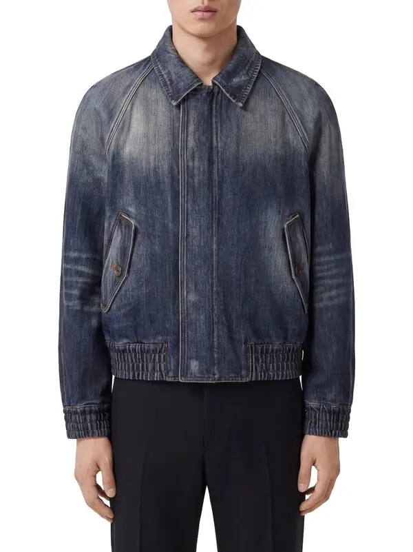 Burberry Cotton Denim Shirt Jacket With Elasticated Cuffs And Hem - Blue