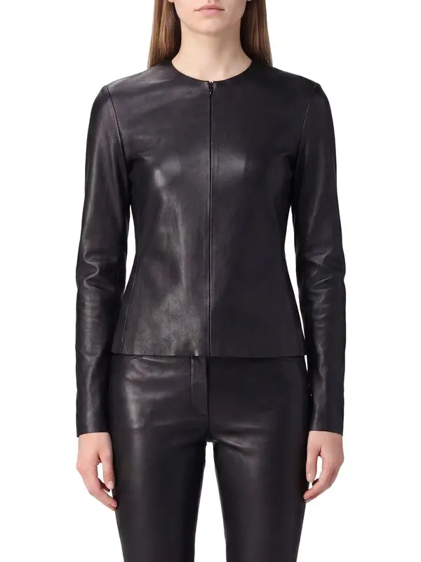 Stouls Slim Fit Lambskin Long-sleeve Top - Black