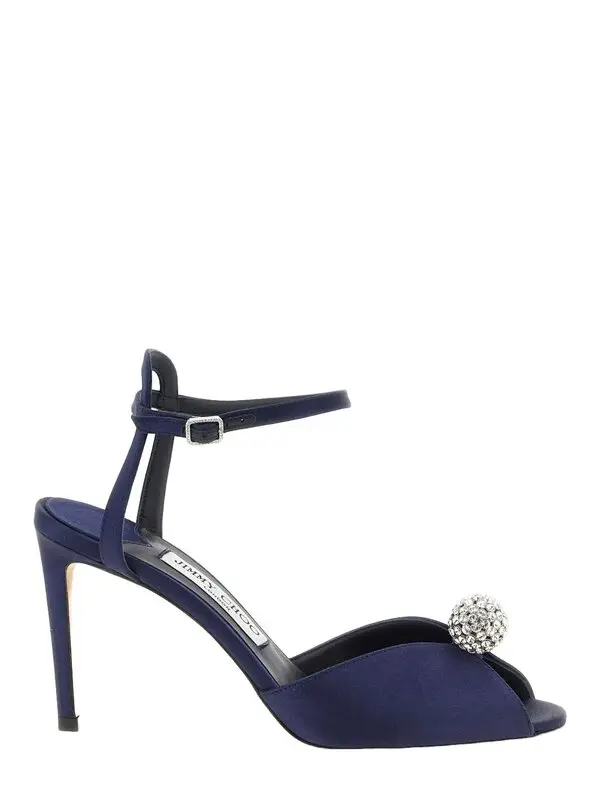 JIMMY CHOO Embellished Heeled Sandals - Navy