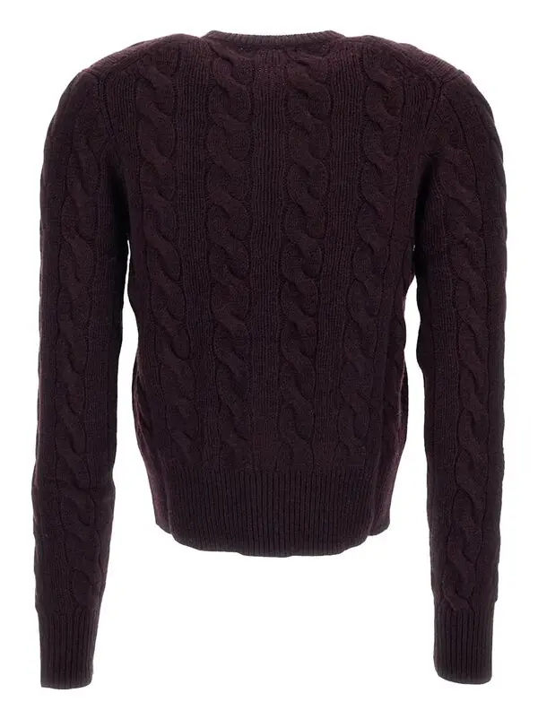 Polo Ralph Lauren Crewneck Knit Wool Cardigan With Embroidered Pony Logo - Violet