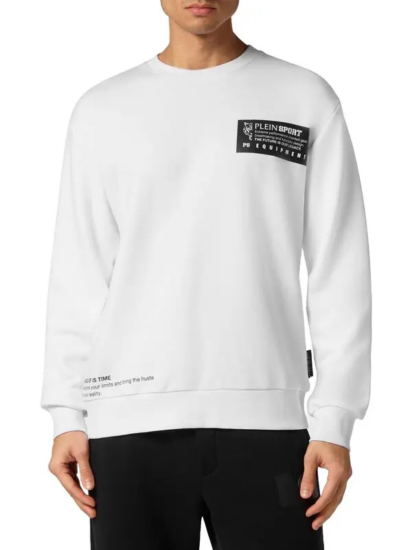 PLEIN SPORT Cotton Crewneck Sweatshirt With Printed Logo - White