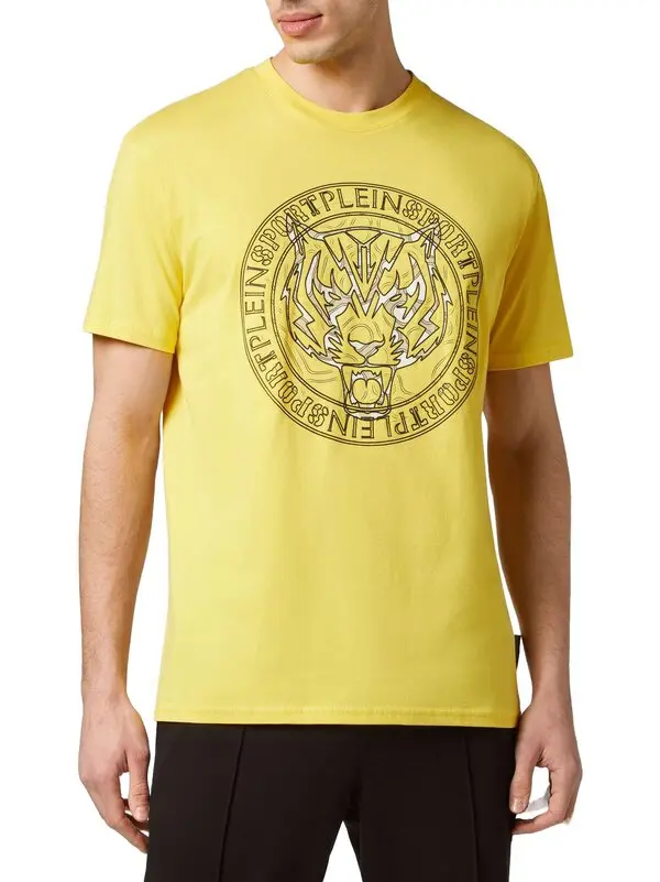 PLEIN SPORT Cotton T-shirt With Contrasting Graphic Logo Print - Black