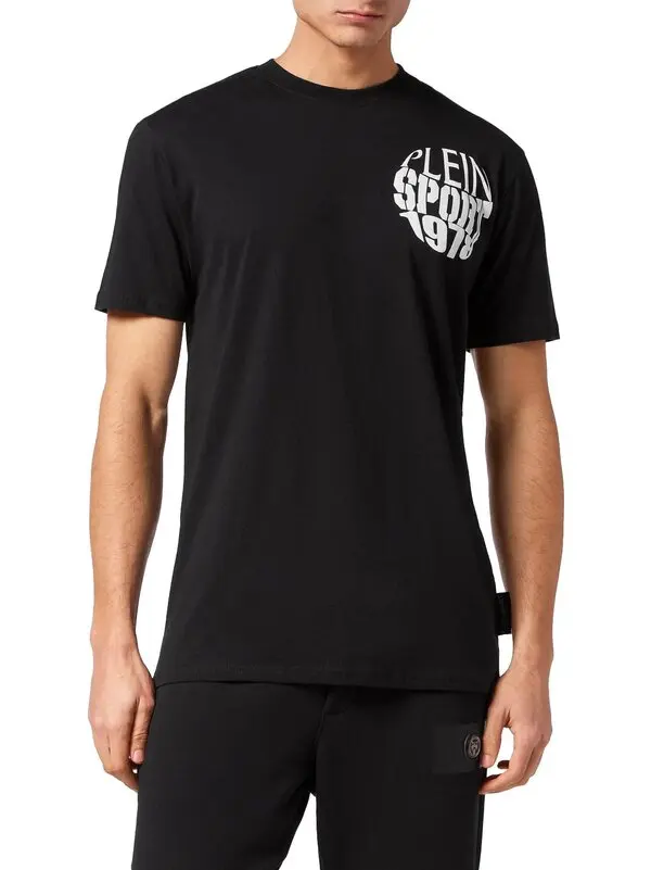 PLEIN SPORT Slim Fit Cotton T-shirt With Front Logo Print - White 1