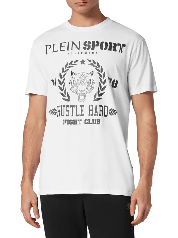 PLEIN SPORT Contrasting Graphic Print Cotton T-shirt - White