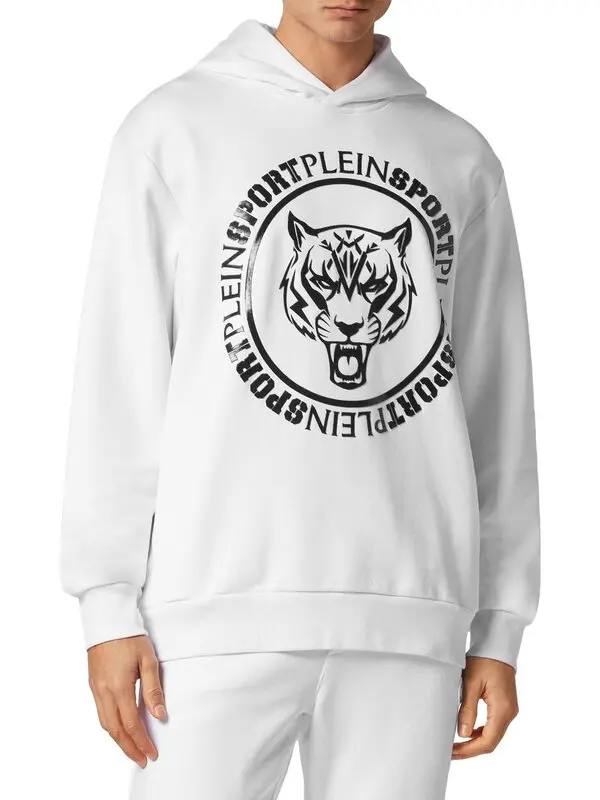 PLEIN SPORT Tiger Graphic Hoodie - White