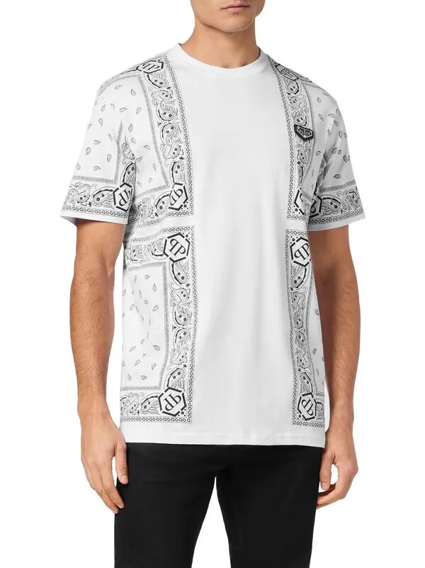 Philipp Plein Monogram And Bandana Print Cotton T-shirt - White
