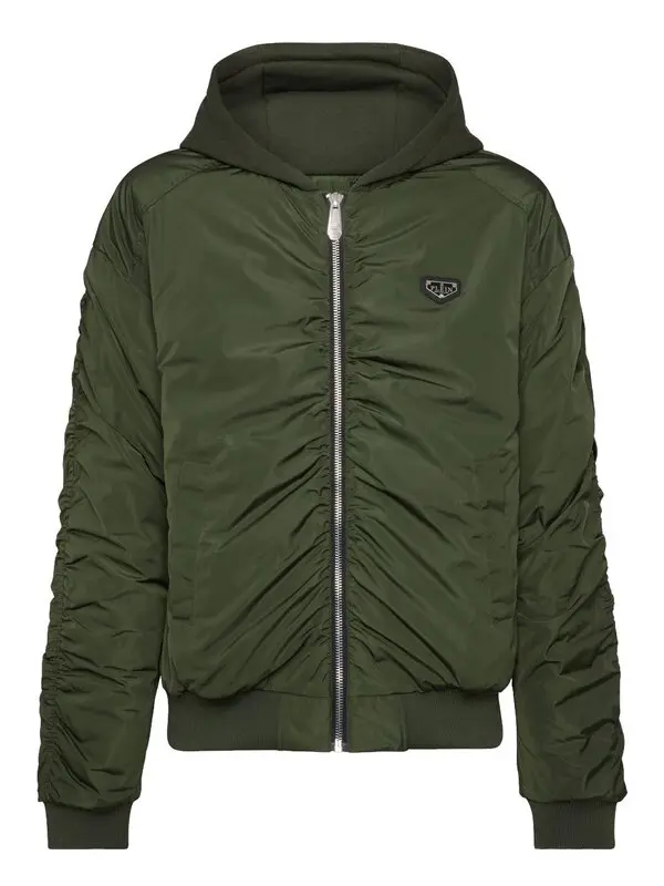 Philipp Plein Hooded Polyester Windbreaker Jacket - Green