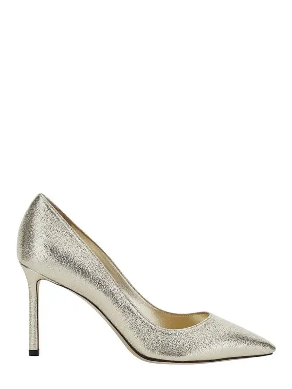 JIMMY CHOO Romy 85 Laminated Leather Pumps - Platinum