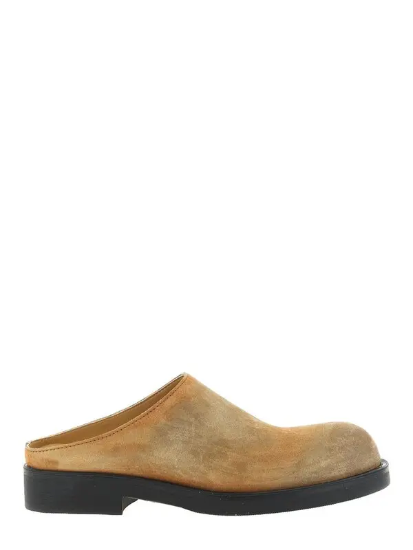 MAISON MARGIELA Distressed Suede Leather Mules - Beige