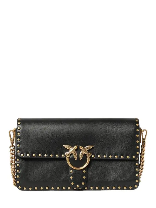 Pinko Love Bag Slouchy Studded Leather Crossbody Bag - Black