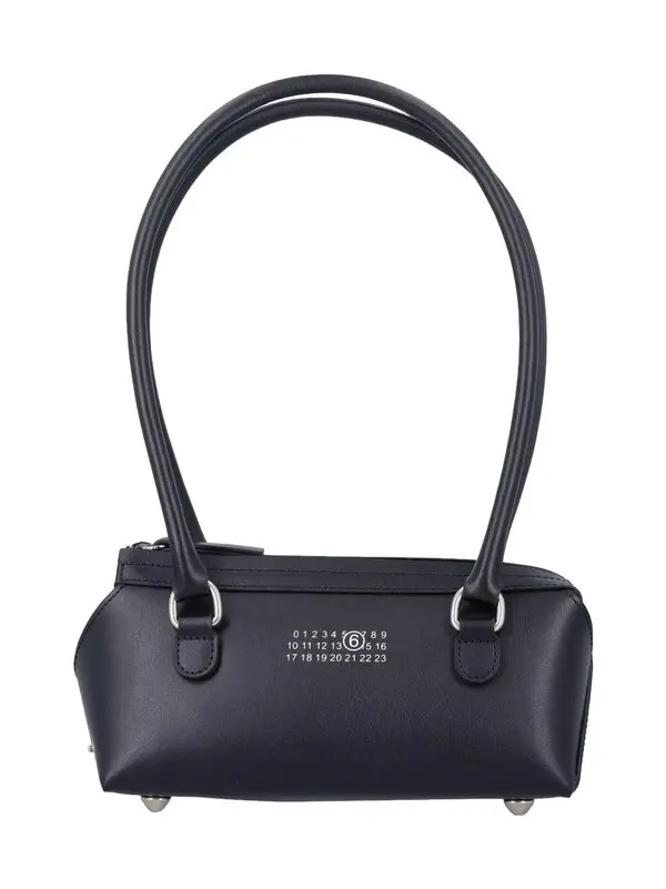 MAISON MARGIELA Bowling Mini Leather Shoulder Bag With Numeric Logo - Black