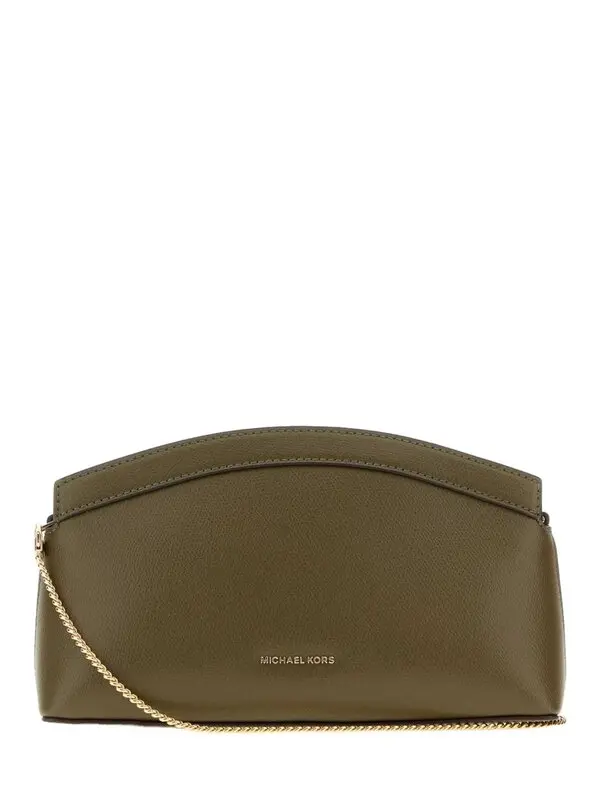 Michael Kors Athena Grained Leather Crossbody Bag With Metal Chain Strap - Green