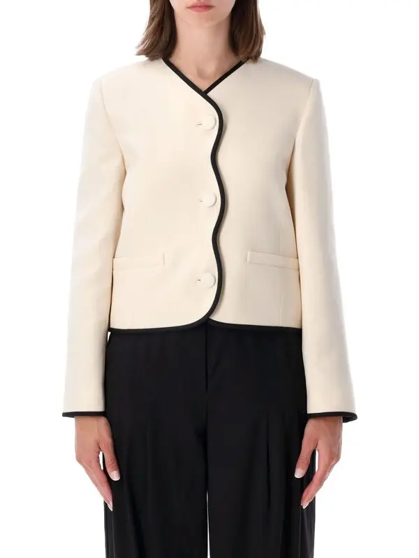 Valentino Garavani Textured Trimmed Jacket - Beige