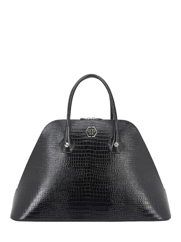 Philipp Plein Crocodile Effect Shoulder Bag - Black