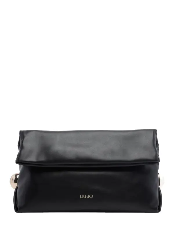 Liu Jo Faux Leather Clutch With Contrast Logo And Removable Strap - Black