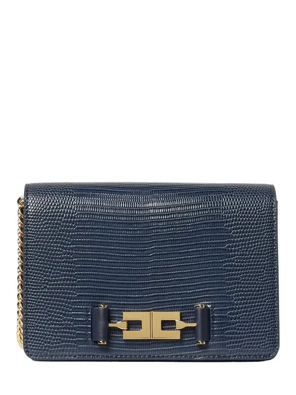 Elisabetta Franchi Monogram Mini Crossbody Bag With Metallic Logo - Blue