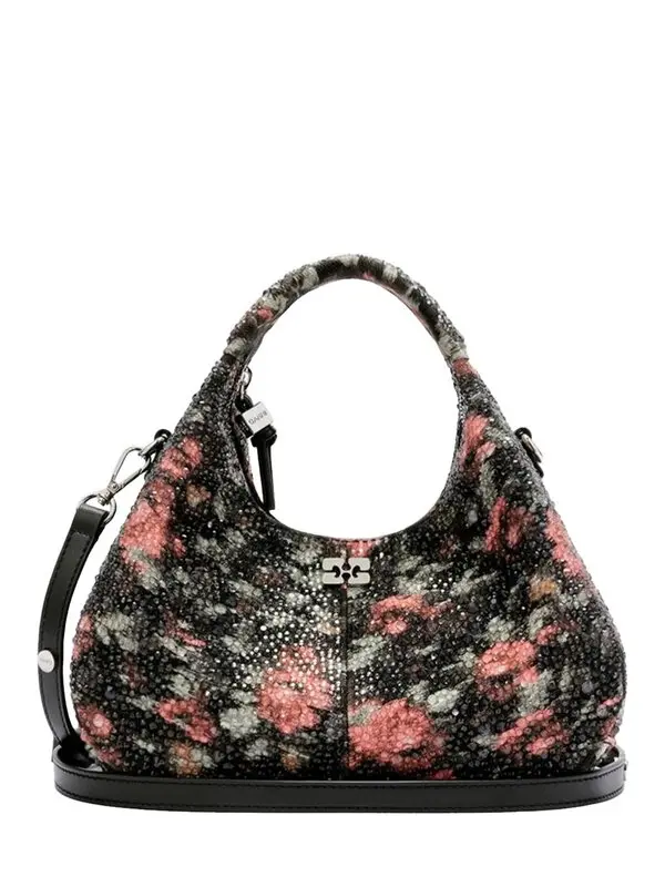 GANNI Embellished Shoulder Bag - Black