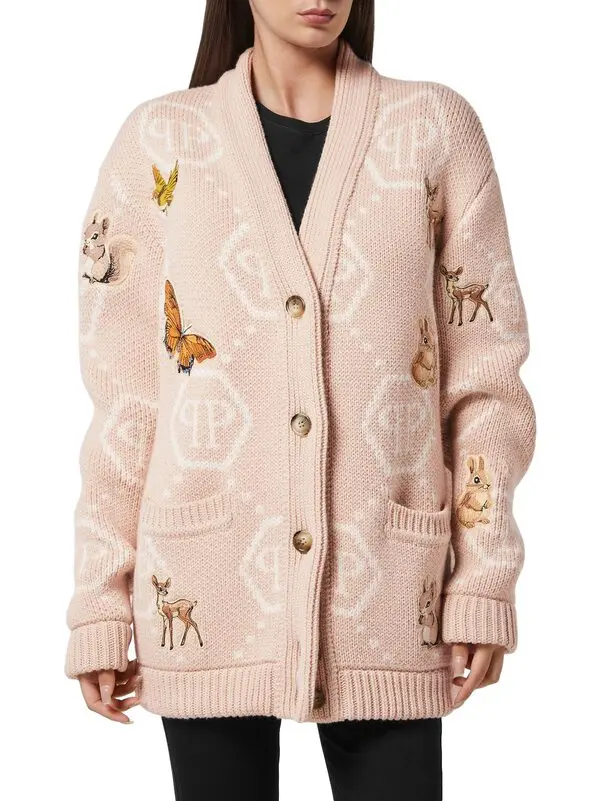 Philipp Plein Embellished Cardigan - Beige