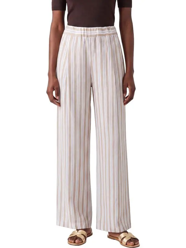 SEMICOUTURE Striped Wide-leg Trousers - Nude