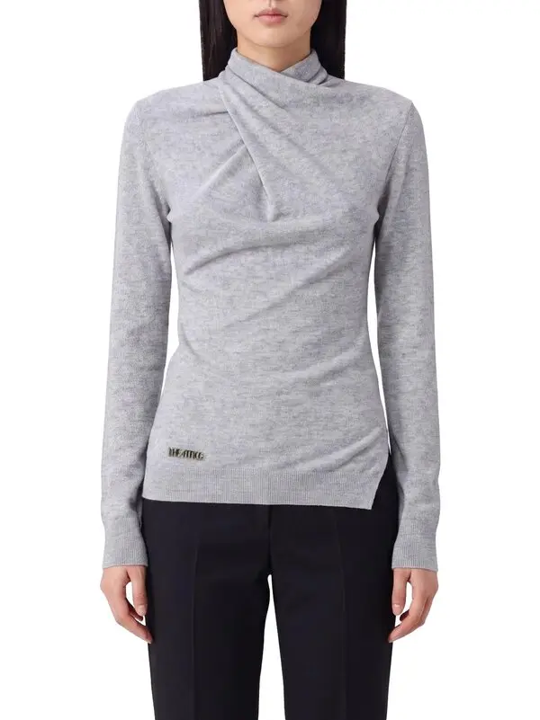 Attico Draped High Neck Sweater - Grey