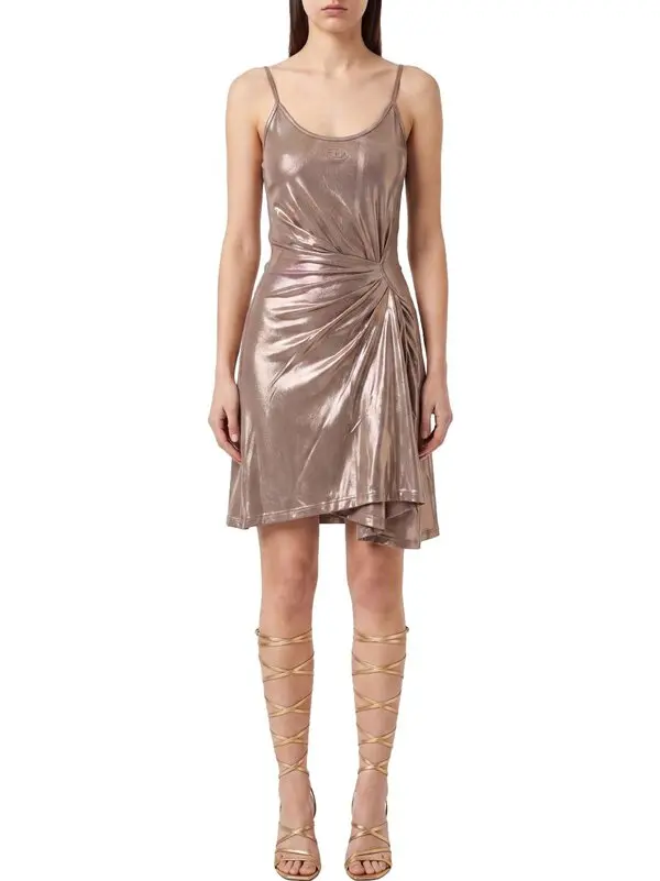 DIESEL® Metallic Draped Mini Dress - Gold