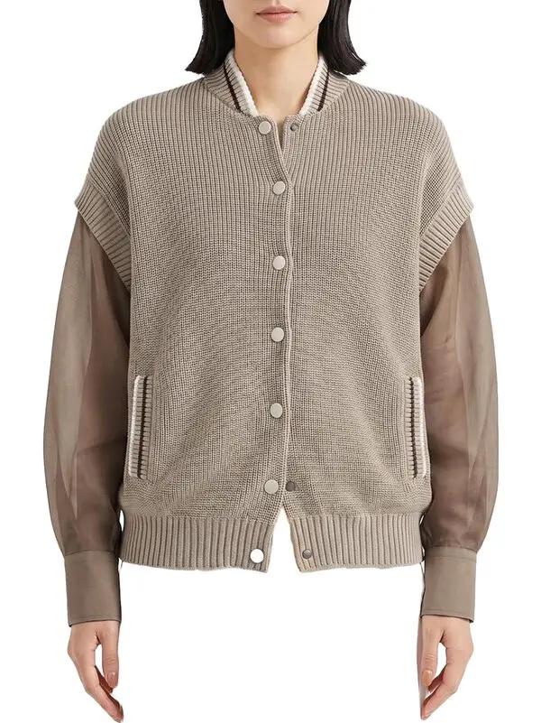 Brunello Cucinelli Cotton Bomber Jacket - Beige