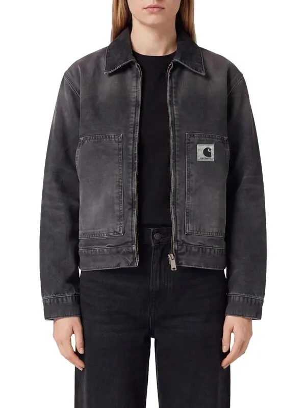 Carhartt Work In Progress Og Arcan Cotton Canvas Jacket With Corduroy Collar - Black