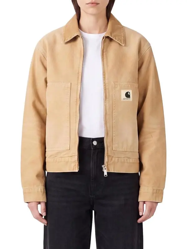 Carhartt Work In Progress Og Arcan Cotton Canvas Jacket With Corduroy Collar - Brown