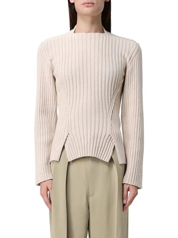 Victoria Beckham Ribbed Cashmere-blend Crewneck Sweater With Front Slit - Cream