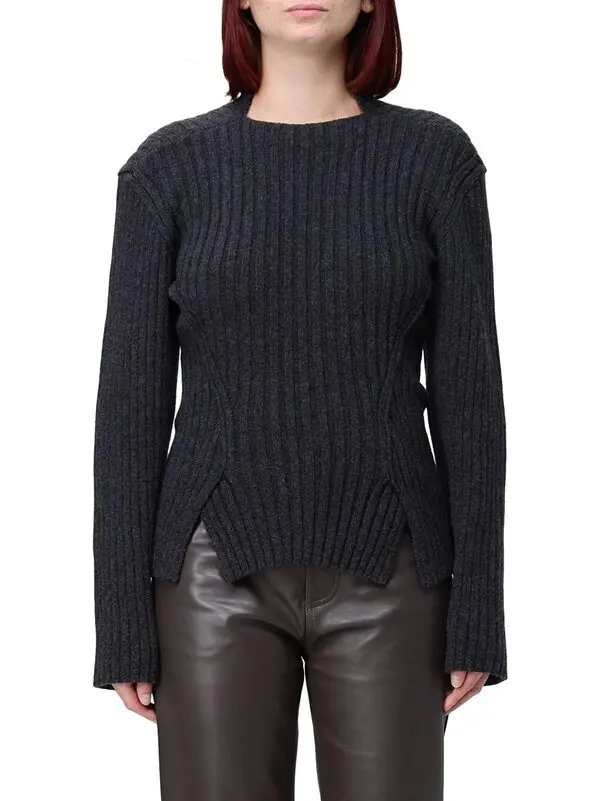 Victoria Beckham Ribbed Cashmere-blend Crewneck Sweater With Front Slit - Ocean