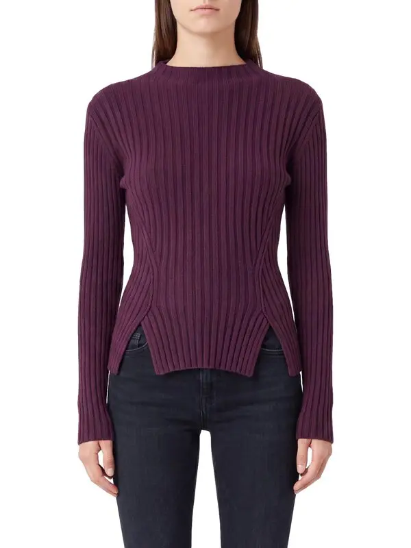 Victoria Beckham Ribbed High Neck Sweater - Red