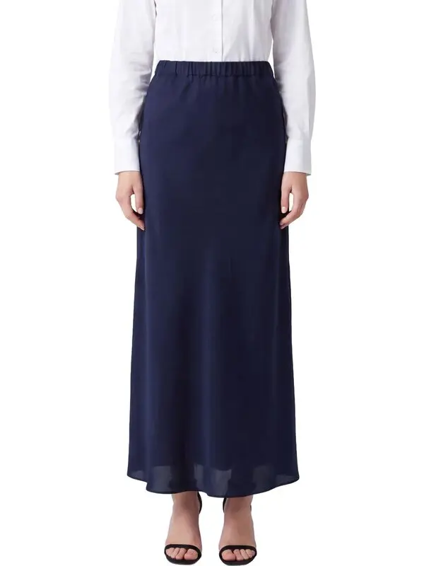 Max Mara High-waisted Silk Crêpe Pencil Maxi Skirt - Blue