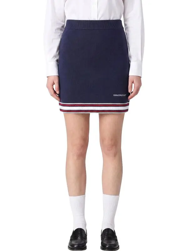 Casablanca Knit Skirt With Striped Hem - Blue