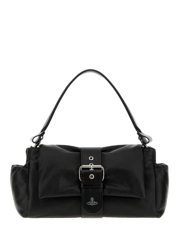 VIVIENNE WESTWOOD Leather Handbag With Buckle Detail - Black