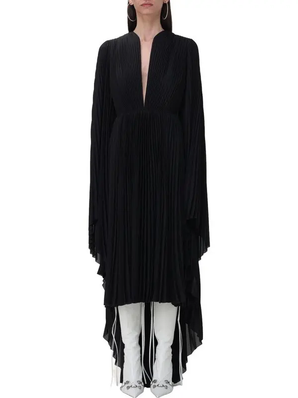 Balenciaga Pleated Cape Dress - Black