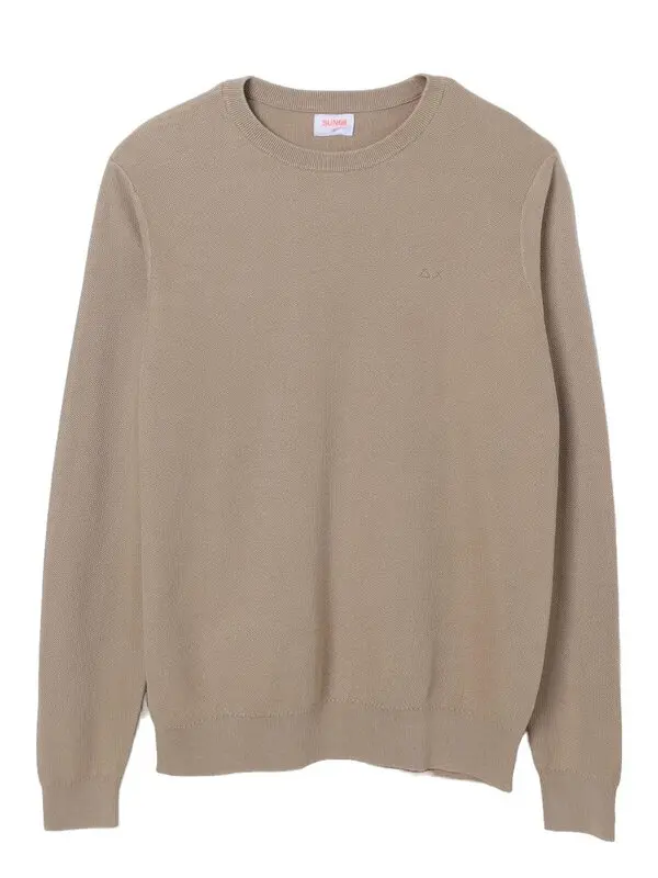 SUN 68 Cotton Piqué Knit Crewneck Pullover - Beige