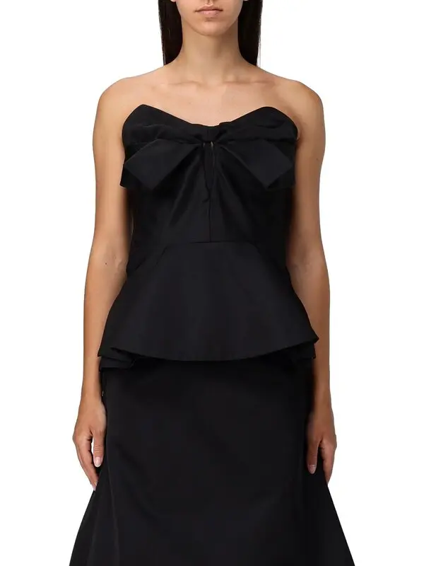 Alexander McQueen Bow Detail Peplum Top - Black